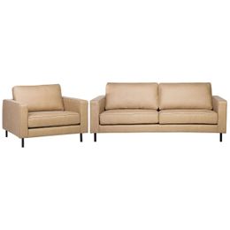 Beliani SOFA-SET 4-sitzer Lederoptik Beige Savalen