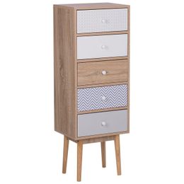 Beliani KOMMODE 5 Schubladen heller Holzfarbton/wei&szlig; Foley