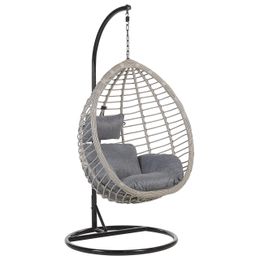 Beliani H&Auml;NGESESSEL mit Gestell PE Rattan grau 97 cm Tollo