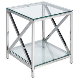 Beliani BEISTELLTISCH Glas silber quadratisch 45/45 cm Audet