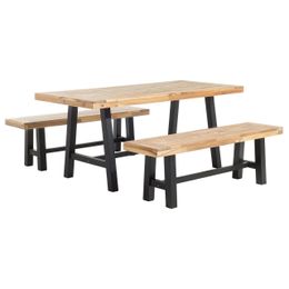 Beliani GARTENM&Ouml;BEL SET Akazienholz schwarz/hellbraun Scania