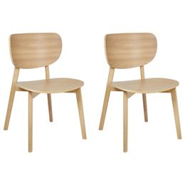 Beliani ESSZIMMERSTUHL 2er-Set Holz Hellbraun Overly