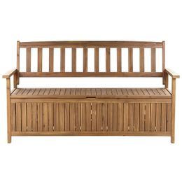Beliani GARTENBANK Akazienholz hellbraun mit Stauraum 160 cm Sovana