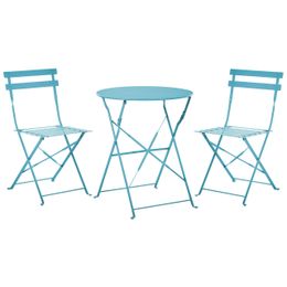 Beliani BALKONSET 2-Sitzer seeblau zusammenklappbar Fiori