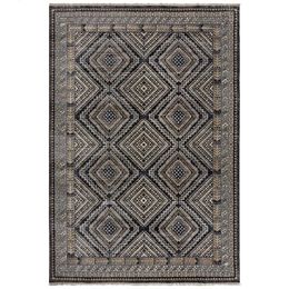 KADIMA DESIGN TEPPICH mit Fransen KELVIN, geometrisch, Blau, 80 x 154 cm