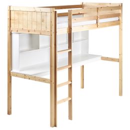 Beliani HOCHBETT MIT SCHREIBTISCH 90x200 cm Heller Holzfarbton Foucamont