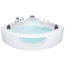 Beliani WHIRLPOOL-BADEWANNE mit LED 138x190x61 cm wei&szlig; Tocoa