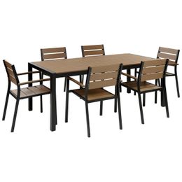 Beliani GARTENM&Ouml;BEL SET 6-Sitzer Aluminium Kunstholz hellbraun/schwarz Vernio