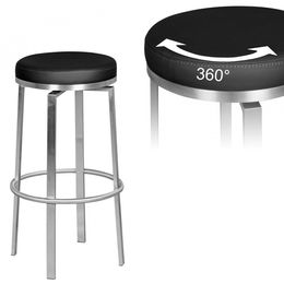 KADIMA DESIGN BARHOCKER &ndash; Edelstahl, drehbar, gepolsterte Sitzfl&auml;che, 76 cm