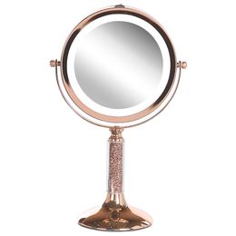 Beliani KOSMETIKSPIEGEL ros&eacute;gold mit LED-Beleuchtung 18 cm Baixas