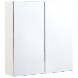 Beliani BAD SPIEGELSCHRANK wei&szlig;/silber 60/60 cm Navarra