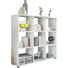 KADIMA DESIGN B&Uuml;CHERREGAL &ndash; Wei&szlig;, 8 F&auml;cher, kratzfest, Raumteiler