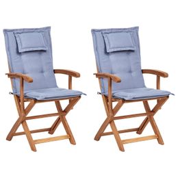 Beliani GARTENSTUHL 2er-Set Holz Blau MAUI Maui II