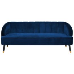 Beliani 3-SITZER-SOFA Samtstoff Kobaltblau Alsvag