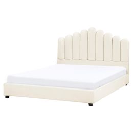 Beliani BETT mit Lattenrost 160/200 cm Cremewei&szlig; Vincennes