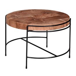 KADIMA DESIGN COUCHTISCH Industrial, Akazienholz Mattschwarz Metallgestell, 62x40x62 cm