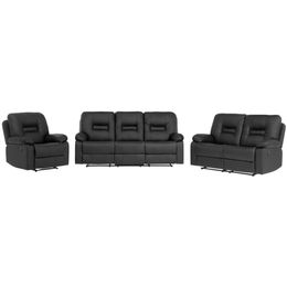 Beliani SOFA-SET 6-sitzer Kunstleder Schwarz Bergen