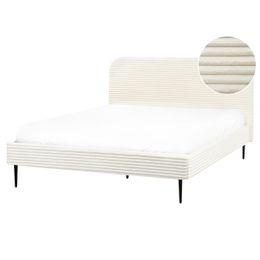 Beliani POLSTERBETT mit Lattenrost 160x200 cm Wei&szlig; Flayat