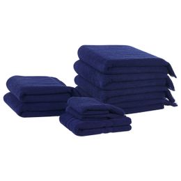 Beliani BADEHANDTUCH 9-teilig Blau Atiu
