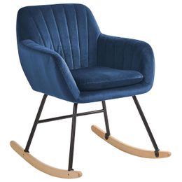 Beliani SCHAUKELSTUHL Samtstoff Blau Liarum