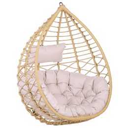 Beliani H&Auml;NGESESSEL PE Rattan nat&uuml;rlich/beige mit Sitzkissen 97 cm Arsita