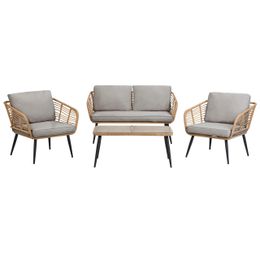 Beliani 4-SITZER LOUNGE SET Rattan Nat&uuml;rlich Corinth Ii