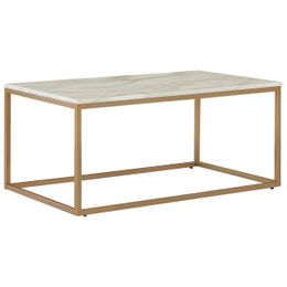 Beliani COUCHTISCH Marmor Optik beige/gold rechteckig 60/100 cm Delano