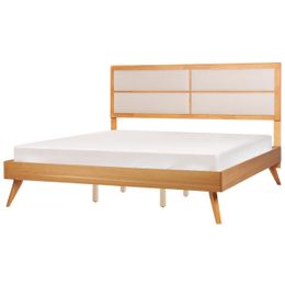 Beliani BETT mit Lattenrost 180x200 cm Heller Holzfarbton Poissy