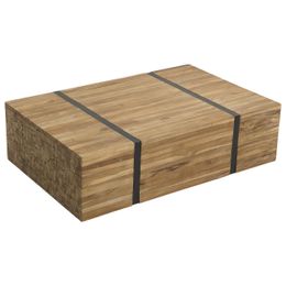 Beliani COUCHTISCH Teakholz hellbraun rechteckig 69/110 cm rollbar Gander