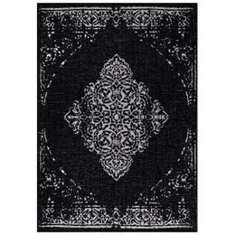 KADIMA DESIGN TEPPICH Outdoor SARNTAL in Schwarz, im Vintage-Stil, aus Polypropylen, 120 x 170 cm