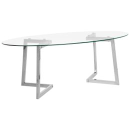 Beliani COUCHTISCH Glas Silber oval Fresno