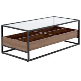 Beliani COUCHTISCH dunkler Holzfarbton/schwarz rechteckig Waco
