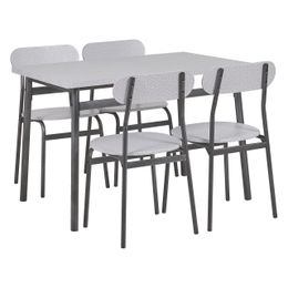 Beliani ESSGRUPPE Grau meliert, Schwarz 4-Sitzer 110/70 cm Velden