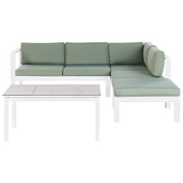 Beliani LOUNGE-SET 5-sitzer Aluminium Gr&uuml;n Messina