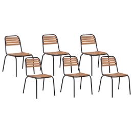 Beliani GARTENSTUHL 6er Set Heller Holzfarbton Vallese