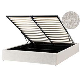 Beliani BETT mit Stauraum 160/200 cm Cremewei&szlig; Dinan