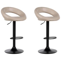 Beliani BARHOCKER 2er-Set Kunstleder hellbeige/schwarz h&ouml;henverstellbar Peoria