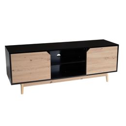 KADIMA DESIGN TV-LOWBOARD mit Eiche-Dekor, 2 T&uuml;ren, modern, Schwarz-Beige 150x40x55 cm