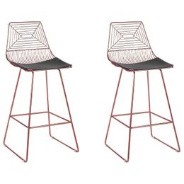 Beliani BARSTUHL 2er-Set Metall Ros&eacute;gold Bisbee