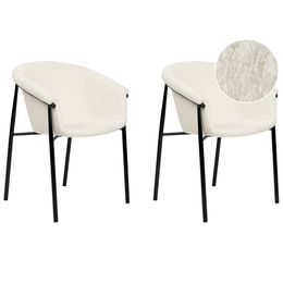 Beliani ESSZIMMERSTUHL 2er-Set Boucl&eacute; cremewei&szlig;/schwarz Ames