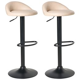 Beliani BARHOCKER 2er-Set Hellbeige Meeder