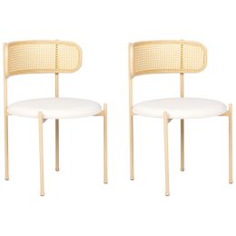 Beliani ESSZIMMERSTUHL 2er-Set Metall heller Holzfarbton/creme Andover
