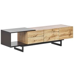 Beliani TV-M&Ouml;BEL Hellbraun, Schwarz FIORA 39/160/44 cm