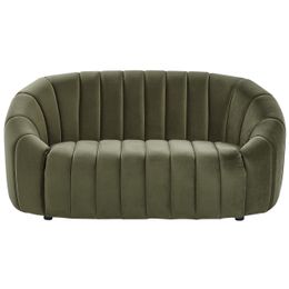 Beliani 2-SITZER-SOFA Samtstoff dunkelgr&uuml;n Malung