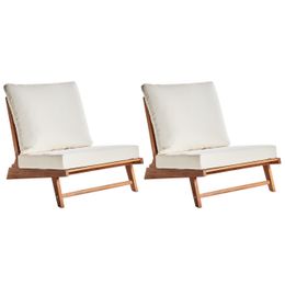 Beliani GARTENSTUHL 2er Set Heller Holzfarbton Micciano
