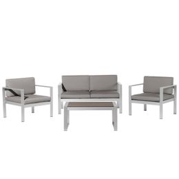 Beliani LOUNGE-SET 4-sitzer Aluminium Dunkelgrau Salerno