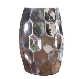 KADIMA DESIGN BEISTELLTISCH Aluminium Hammerschlag Pflegeleicht ENNS, Silber 30x30x47 cm
