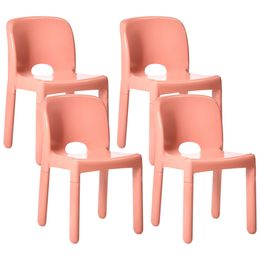 Beliani GARTENSTUHL 4er-Set Korallenrot Betim
