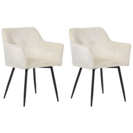 Beliani ESSZIMMERSTUHL 2er-Set Samtstoff Beige Jasmin