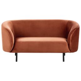 Beliani 2-SITZER-SOFA Samtstoff orange/schwarz Loen